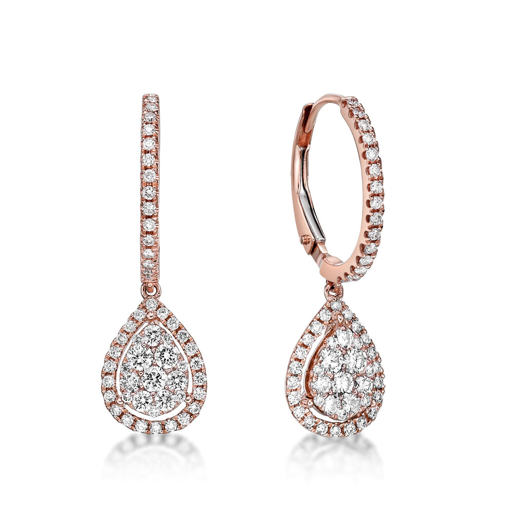 Round Brilliant Cut Diamond Cluster Pear Shape Drop Earrings – Diamonds ...